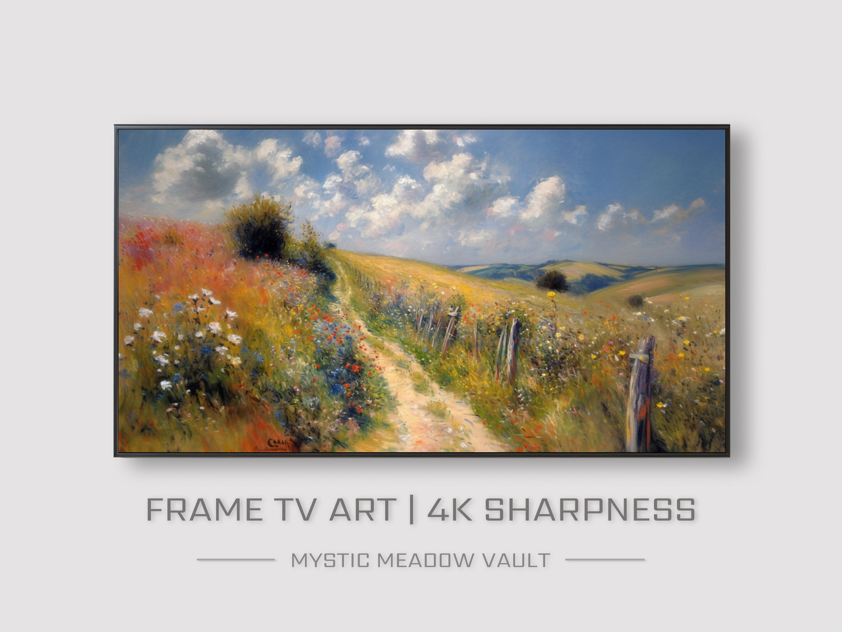Frame TV Art Spring Wildflower Meadow, Flower Field Landscape, Abstract ...