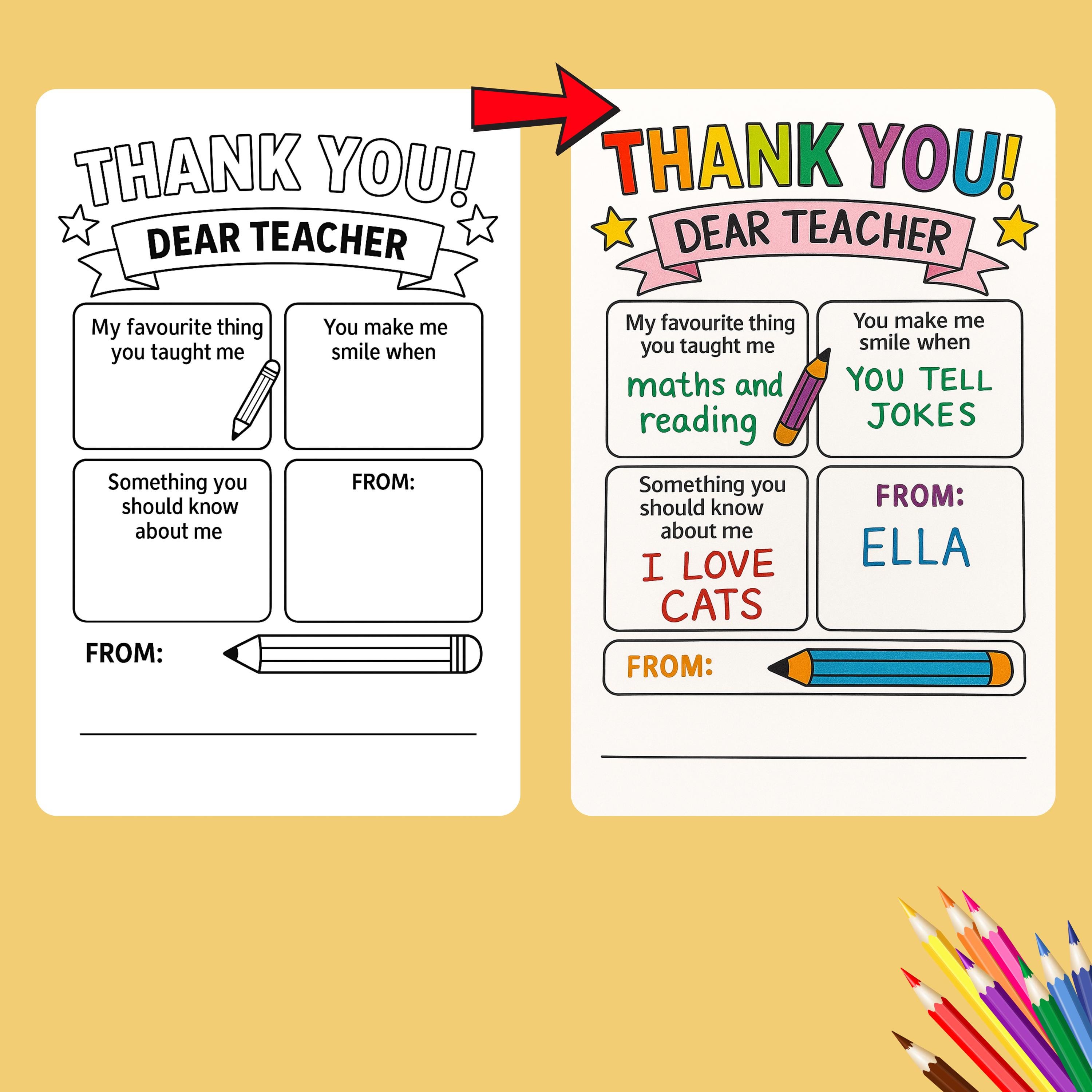Thank You Teacher Coloring Page – Printable Gift for Kids to Color ...