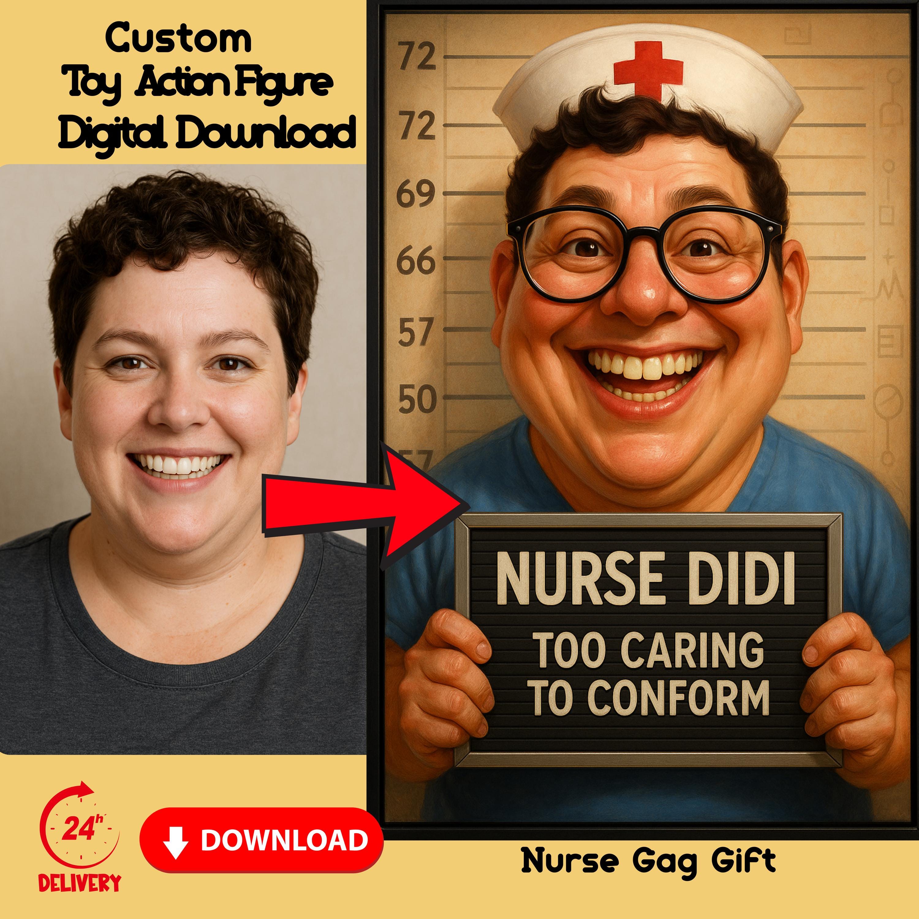 Custom Best Friend Mugshot Caricature – Funny Personalized Portrait ...