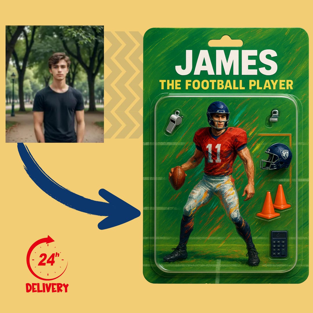 Custom Football Player Action Figure – Turn Your Photo Into Toy Box Art ...