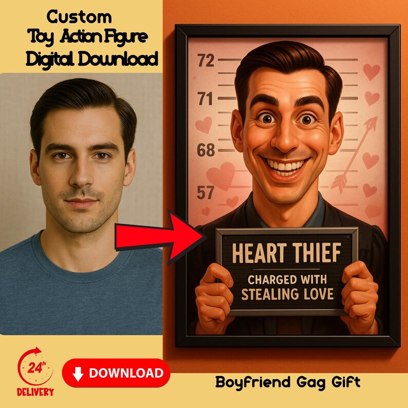 Custom Boyfriend Mugshot Caricature – Funny Personalized Portrait From ...
