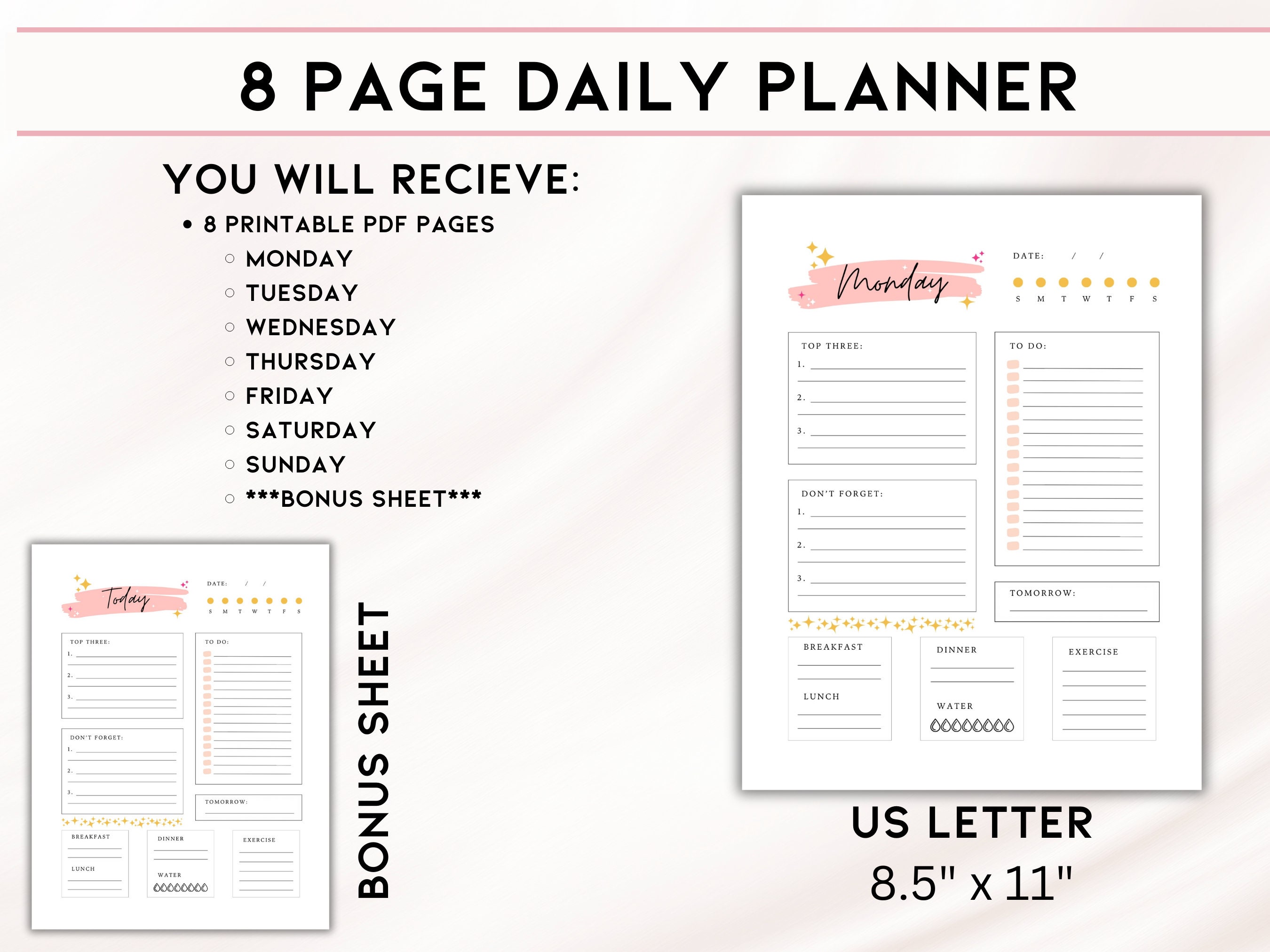 Printable Daily Planner, Daily Planner, Daily Printable Planner ...