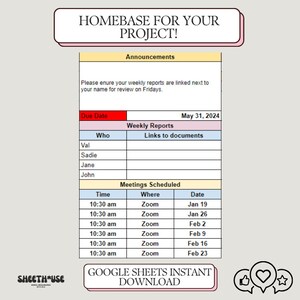 Small Scope/group Project Management for School or Work Google Sheets ...