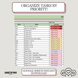 Small Scope/group Project Management for School or Work Google Sheets ...