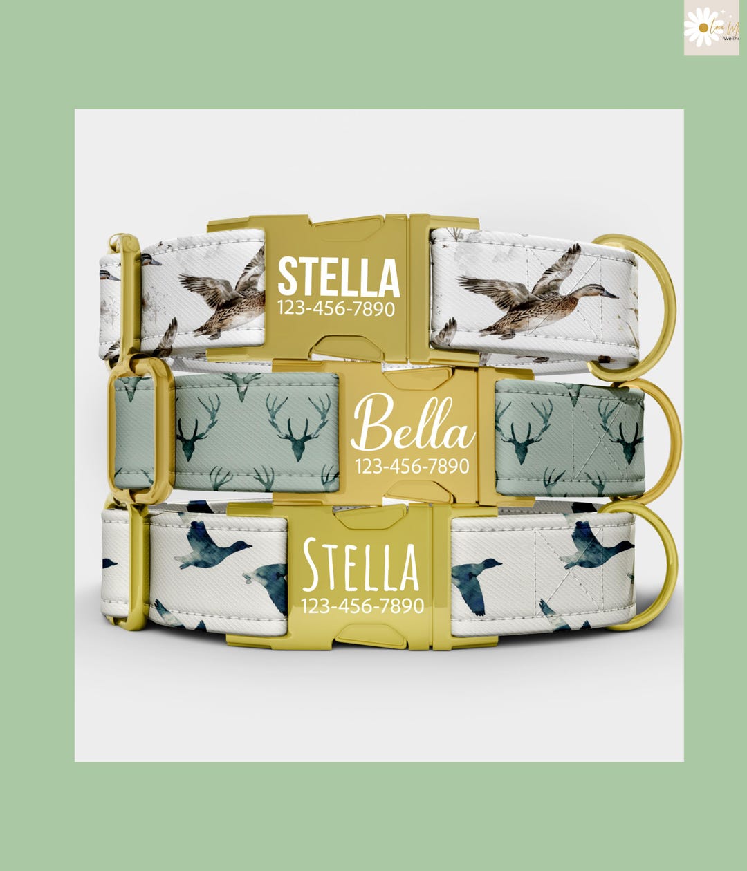 Hunting Dog Collar With Leash, Personalized, Duck, Deer, Antler ...
