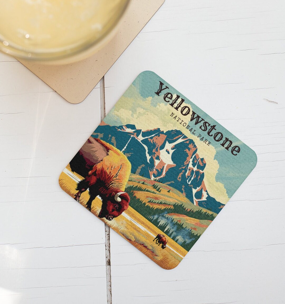 Scenic Yellowstone National Park Coasters, Durable Cork Material ...