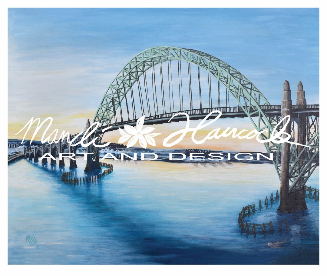 10x12 Yaquina Bay Bridge Painting Acrylic Print Ocean View Sea Life ...