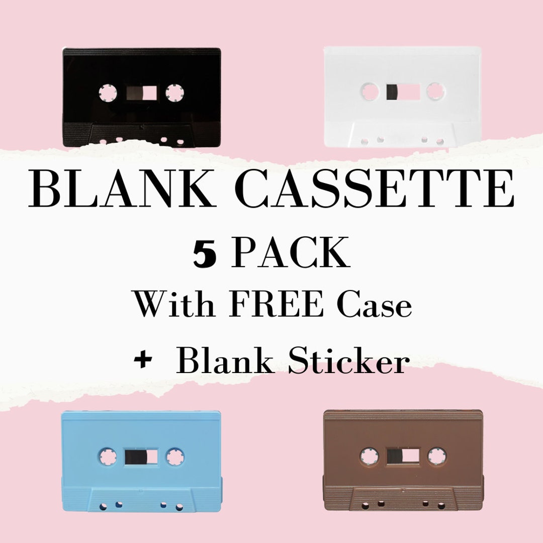 Blank Cassette Tapes - 5 Pack With FREE Cases & Blank Stickers (up to ...