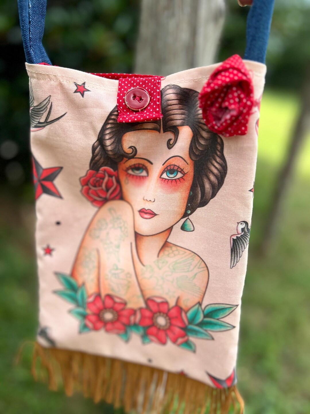 Vintage Tattoo Fringe Crossbody Lady Purse - Etsy