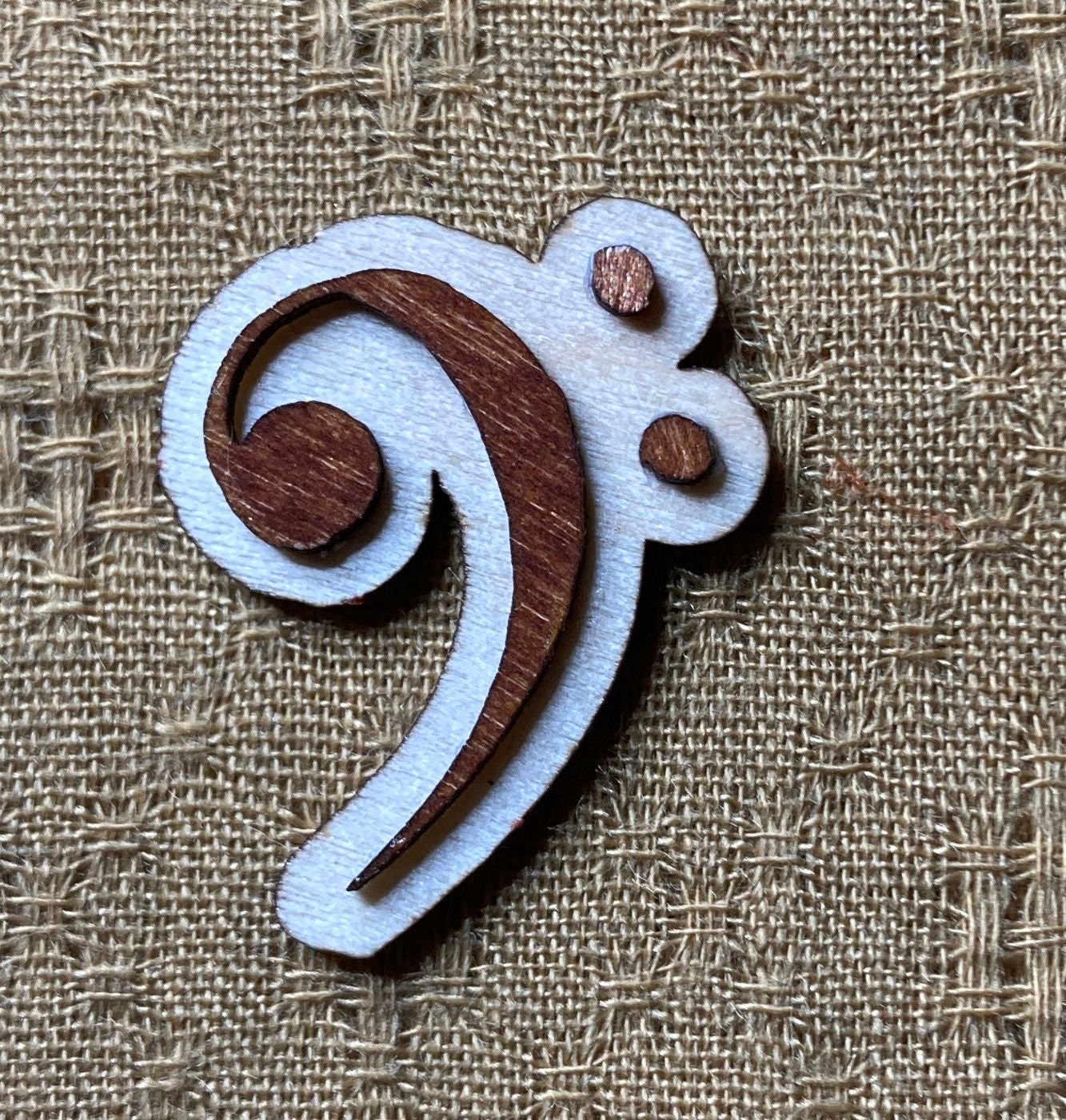 Wooden Bass Clef Symbol Badge - Etsy