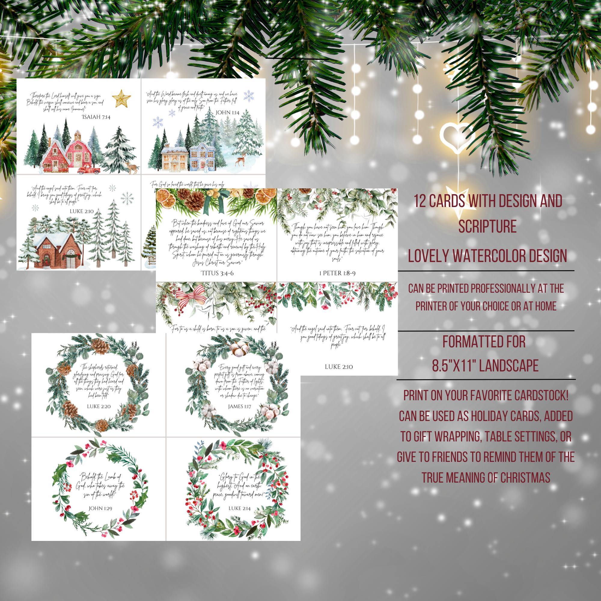 NEW Christmas Scripture Cards, Wall Art Printable, Christmas Printables ...