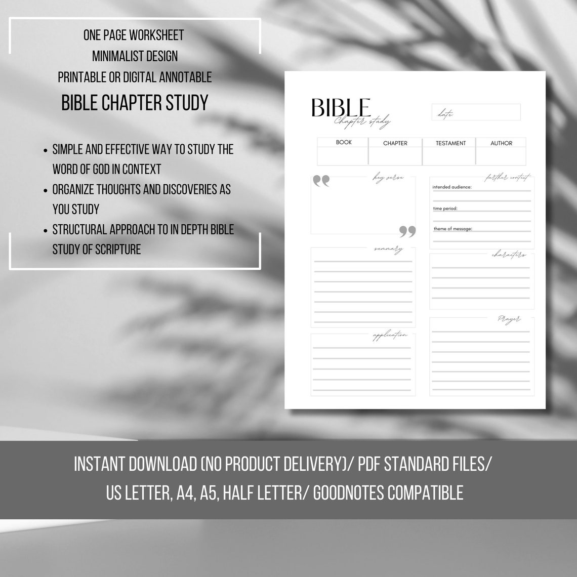 Bible Chapter Study Worksheet: Minimalist Design (PDF Annotable) - Etsy