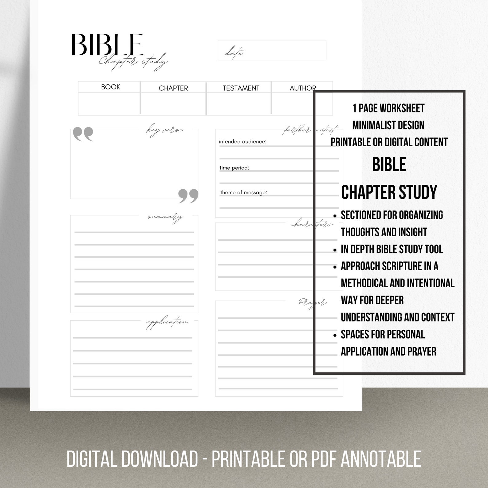 Bible Chapter Study Worksheet: Minimalist Design (PDF Annotable) - Etsy