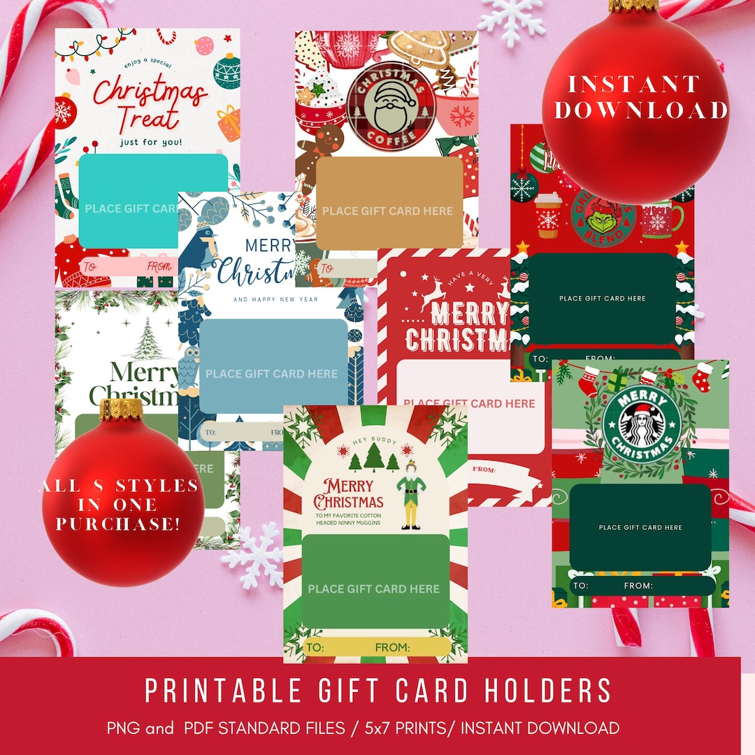 Christmas Gift Card Holders, Coffee Gift Card Holders, Printable ...