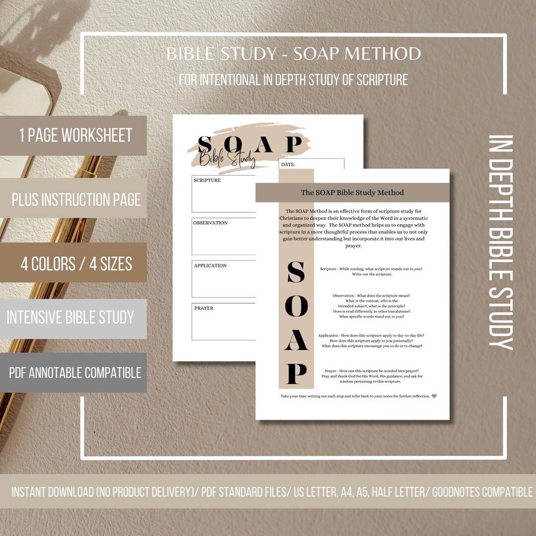 SOAP Bible Study Worksheet: Printable Scripture Study (PDF Annotatable ...