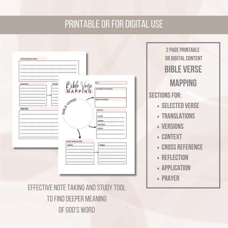 Bible Verse Mapping Worksheet: Scripture Study (printable & PDF) - Etsy