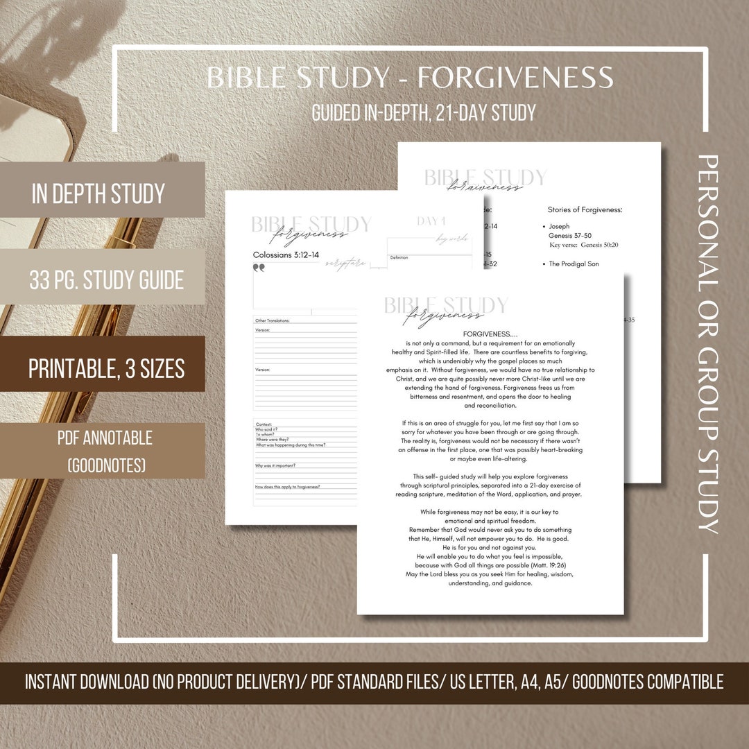 Forgiveness Bible Study: In-depth Christian Guide (printable, PDF) - Etsy