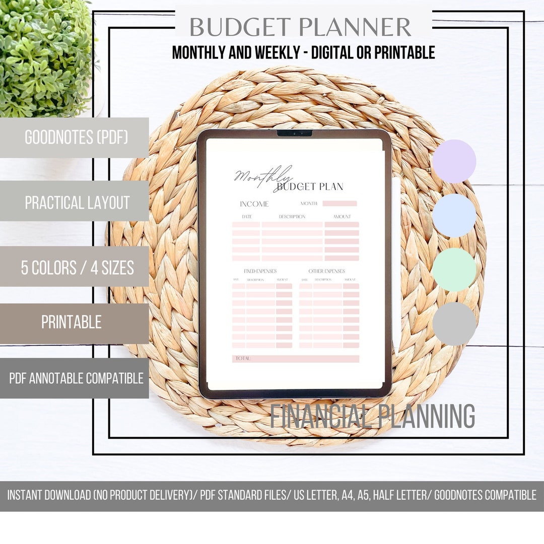 Monthly and Weekly Budget Planner, Financial Planner, Printable ...