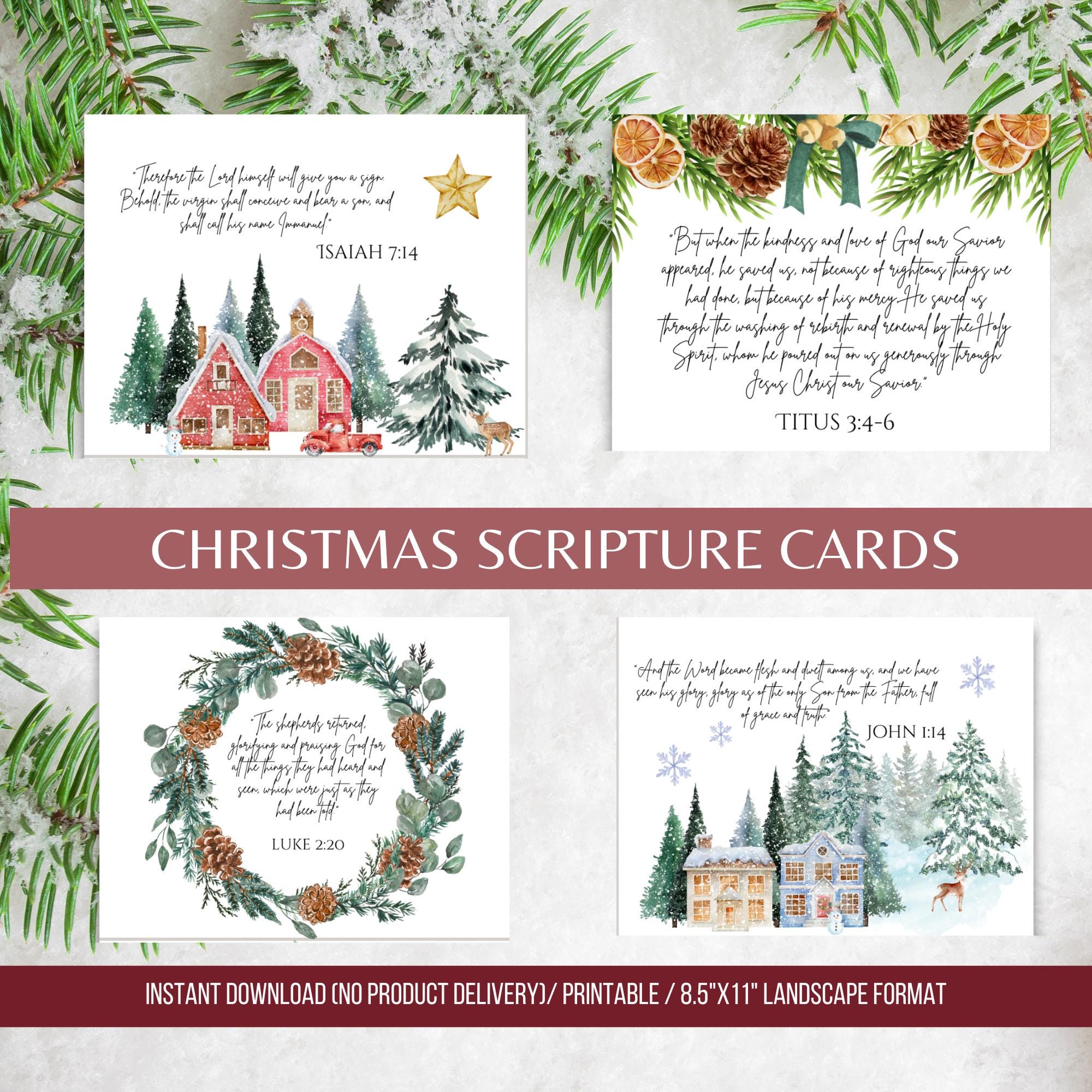 NEW Christmas Scripture Cards, Wall Art Printable, Christmas Printables ...