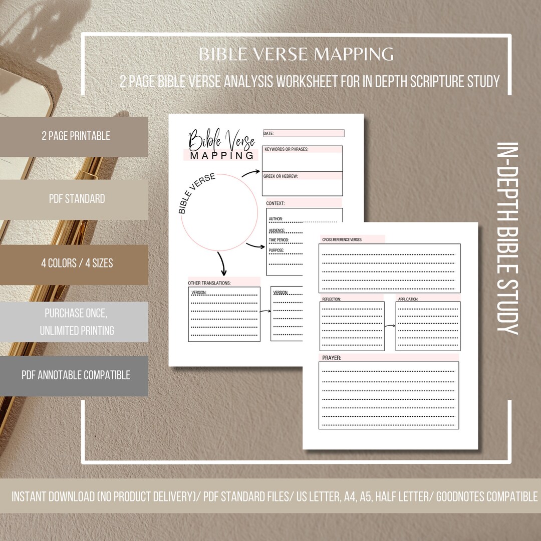 Bible Verse Mapping Worksheet: Scripture Study (printable & PDF) - Etsy
