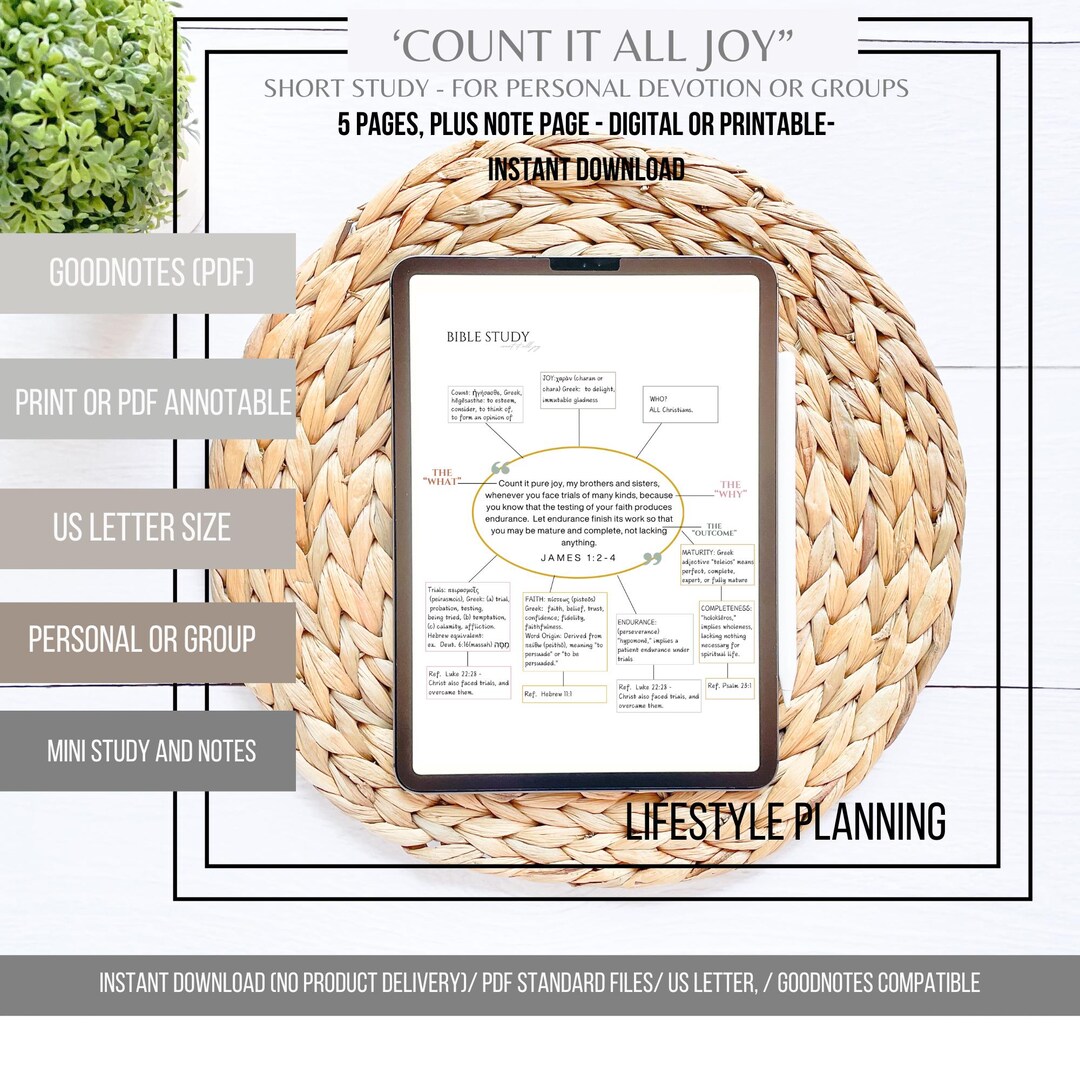 Count It All Joy Bible Study | Notes Sheet | Printable & Digital ...