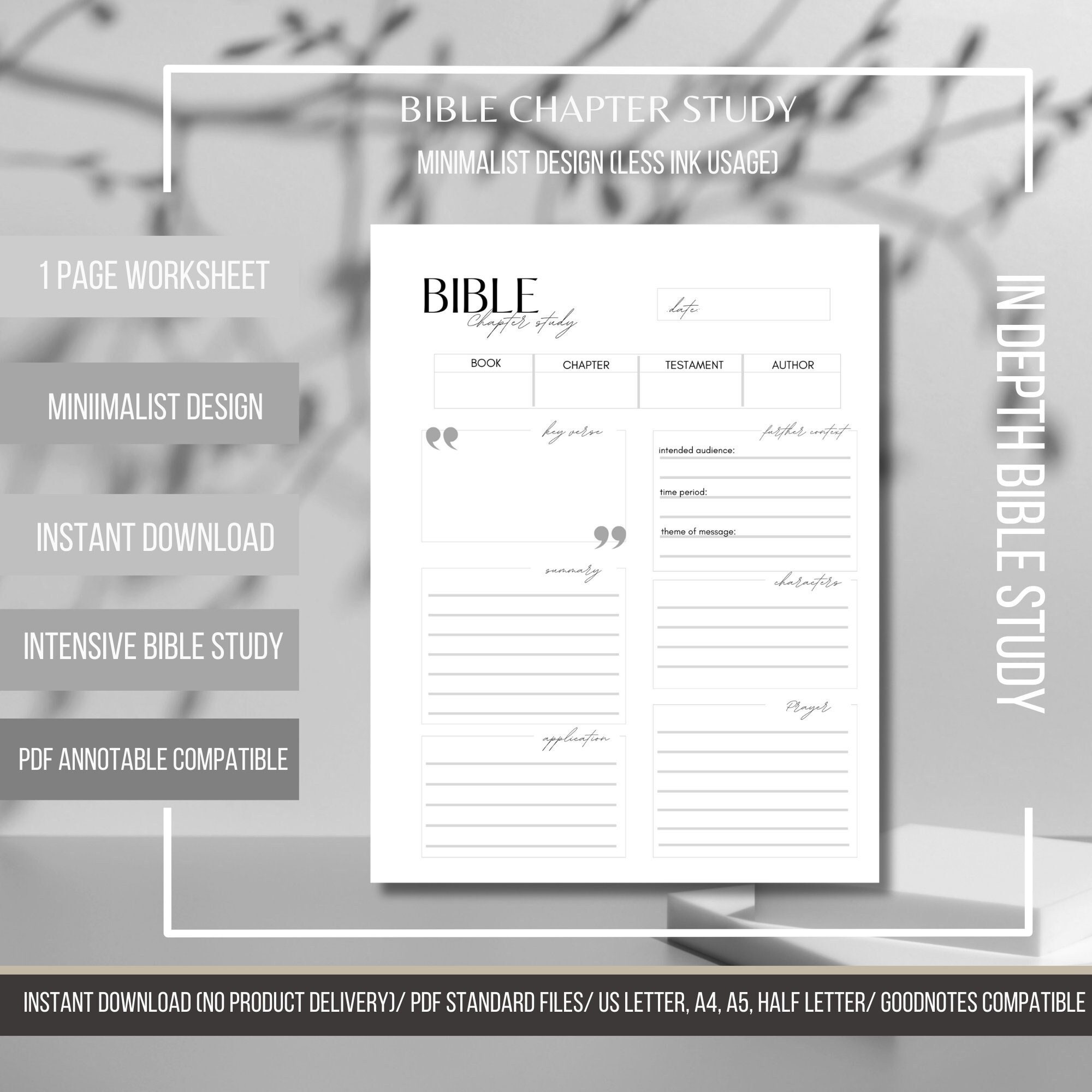 Bible Chapter Study Worksheet: Minimalist Design (PDF Annotable) - Etsy