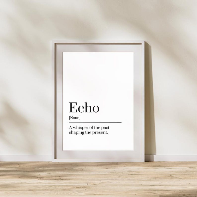 Minimalist Typography Wall Art – Echo Definition Print, Black and White ...