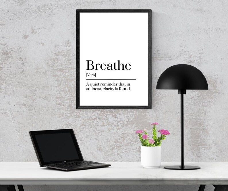 Breathe Definition Print: Minimalist Black and White Typography ...