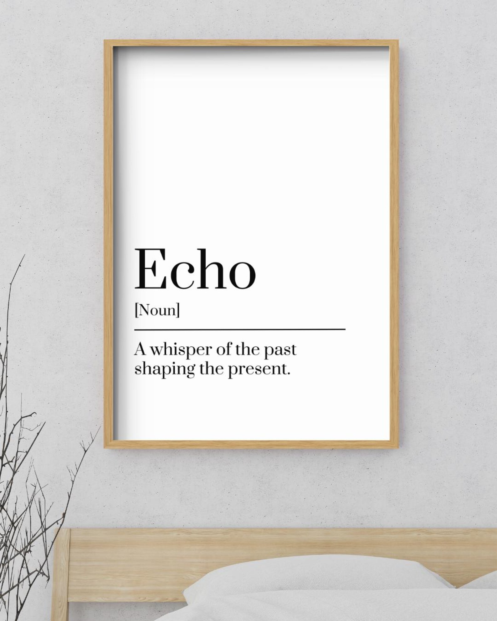 Minimalist Typography Wall Art – Echo Definition Print, Black and White ...