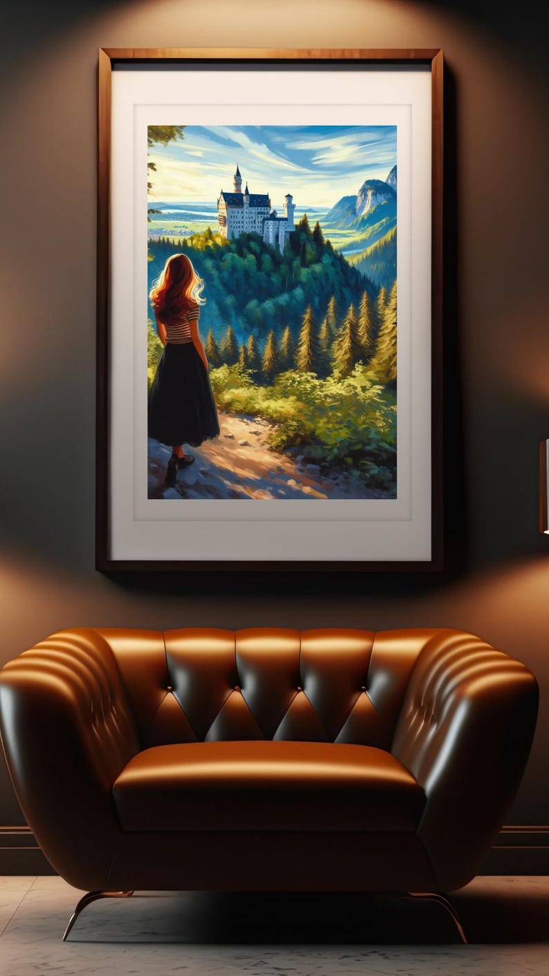 Neuschwanstein Castle Art Print: Fairytale Mountain Scene (digital ...