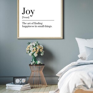 Joy Definition Wall Art – Minimalist Black and White Printable Poster ...