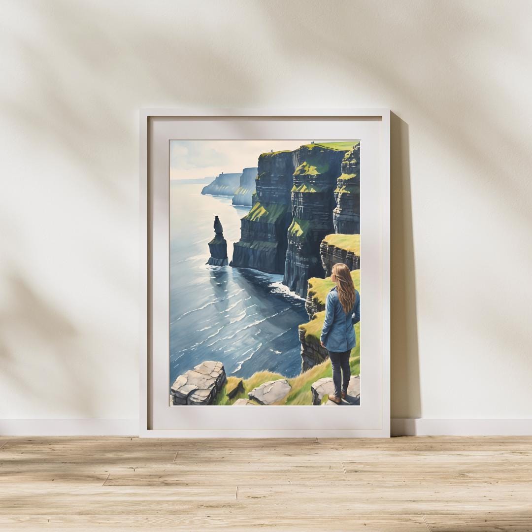 Cliffs of Moher Wall Art Ireland Travel Poster Coastal Landscape ...