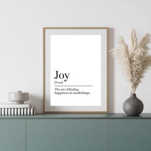 Joy Definition Wall Art – Minimalist Black and White Printable Poster ...