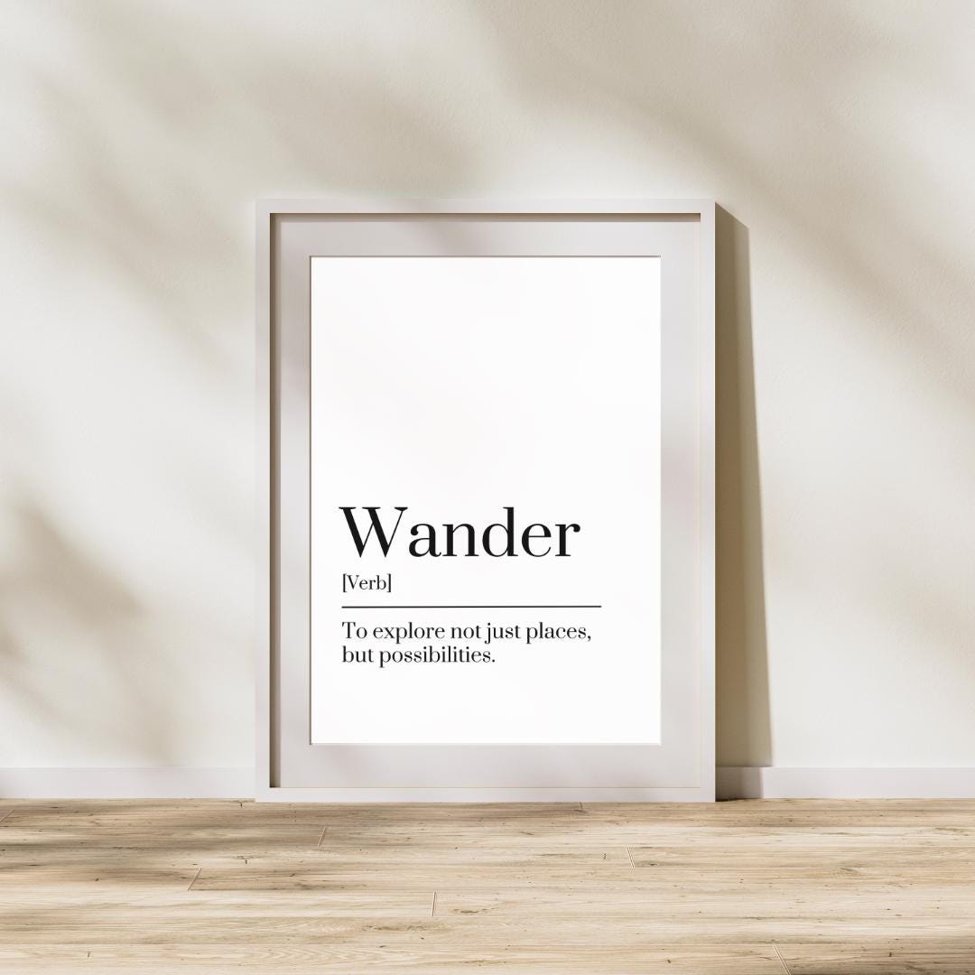 Minimalist Typography Wall Art – Wander Definition Print, Black and ...
