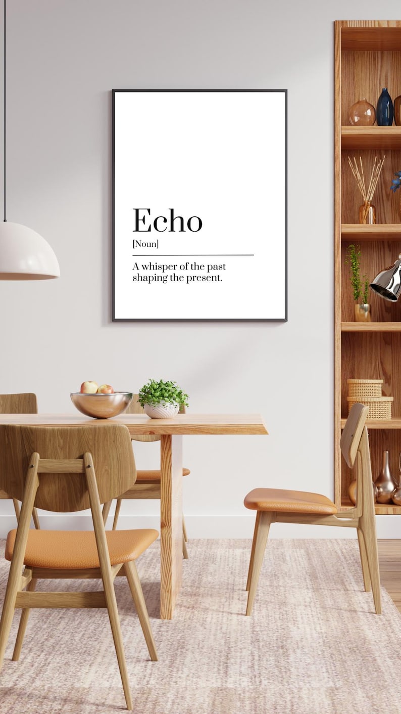 Minimalist Typography Wall Art – Echo Definition Print, Black and White ...