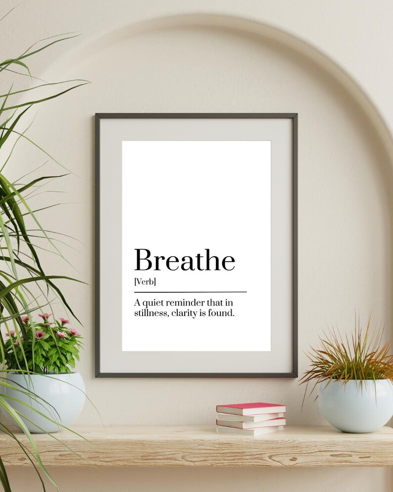 Breathe Definition Print: Minimalist Black and White Typography ...