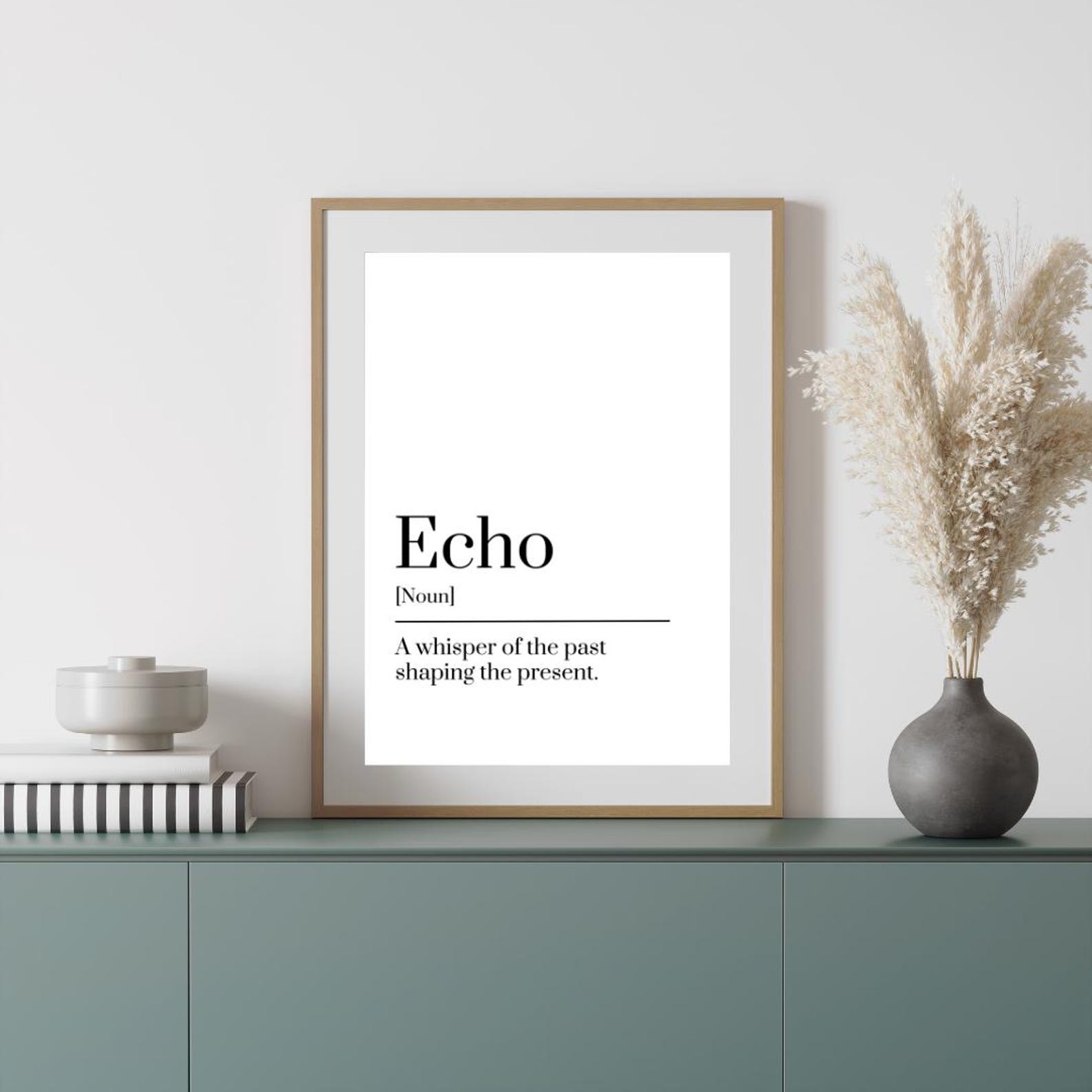 Minimalist Typography Wall Art – Echo Definition Print, Black and White ...