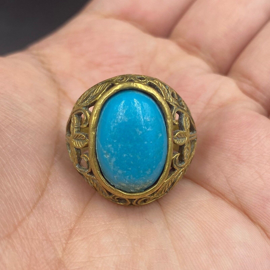 Very Rare Ancient Roman Gold Plated Torquise Stone Ring - Etsy