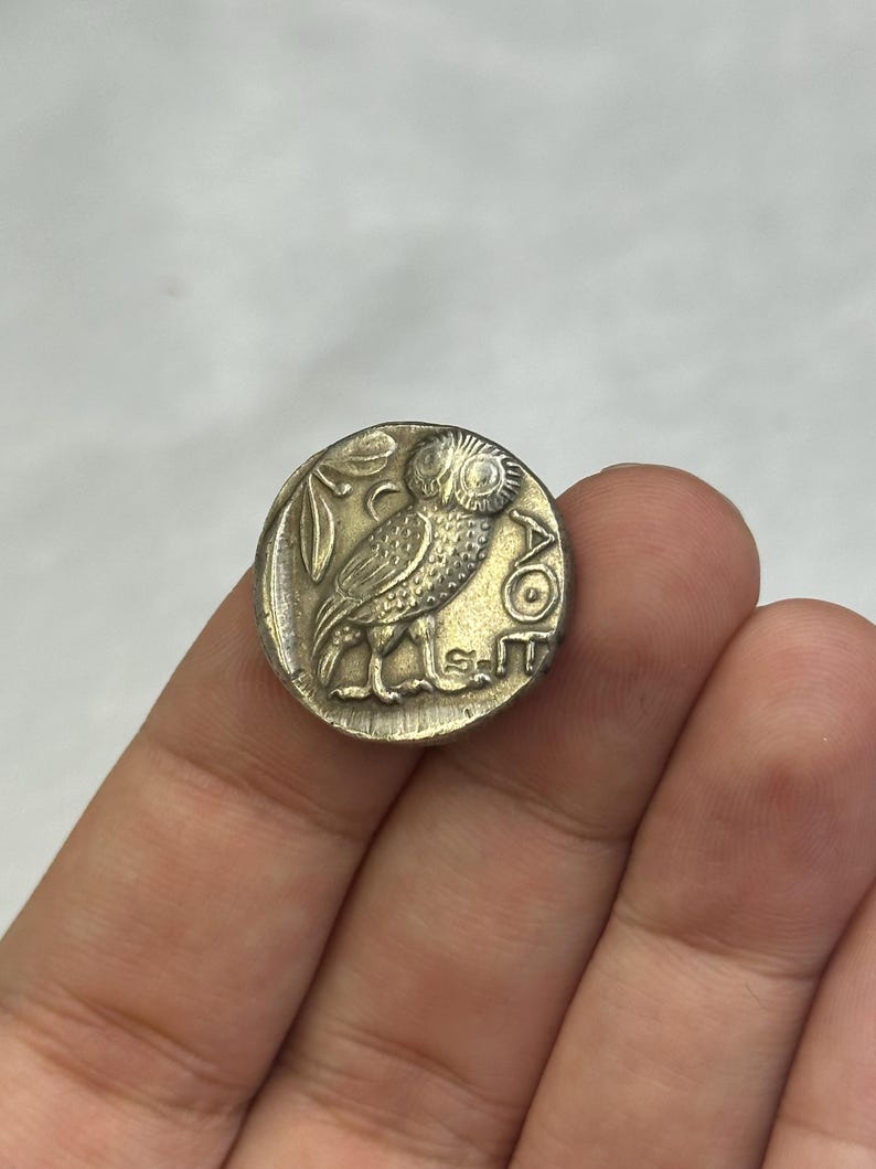 Collectible Ancient Roman Greek Silver Coated Athena Attica Owl Unique ...