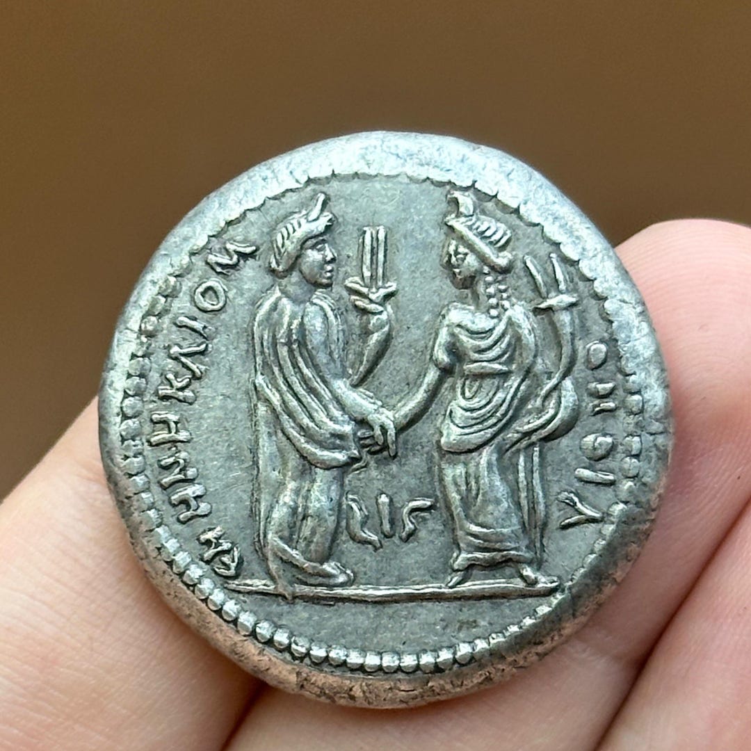 Very Rare Ancient Greek Kings Shaking Hands Image Large Silver Coated ...