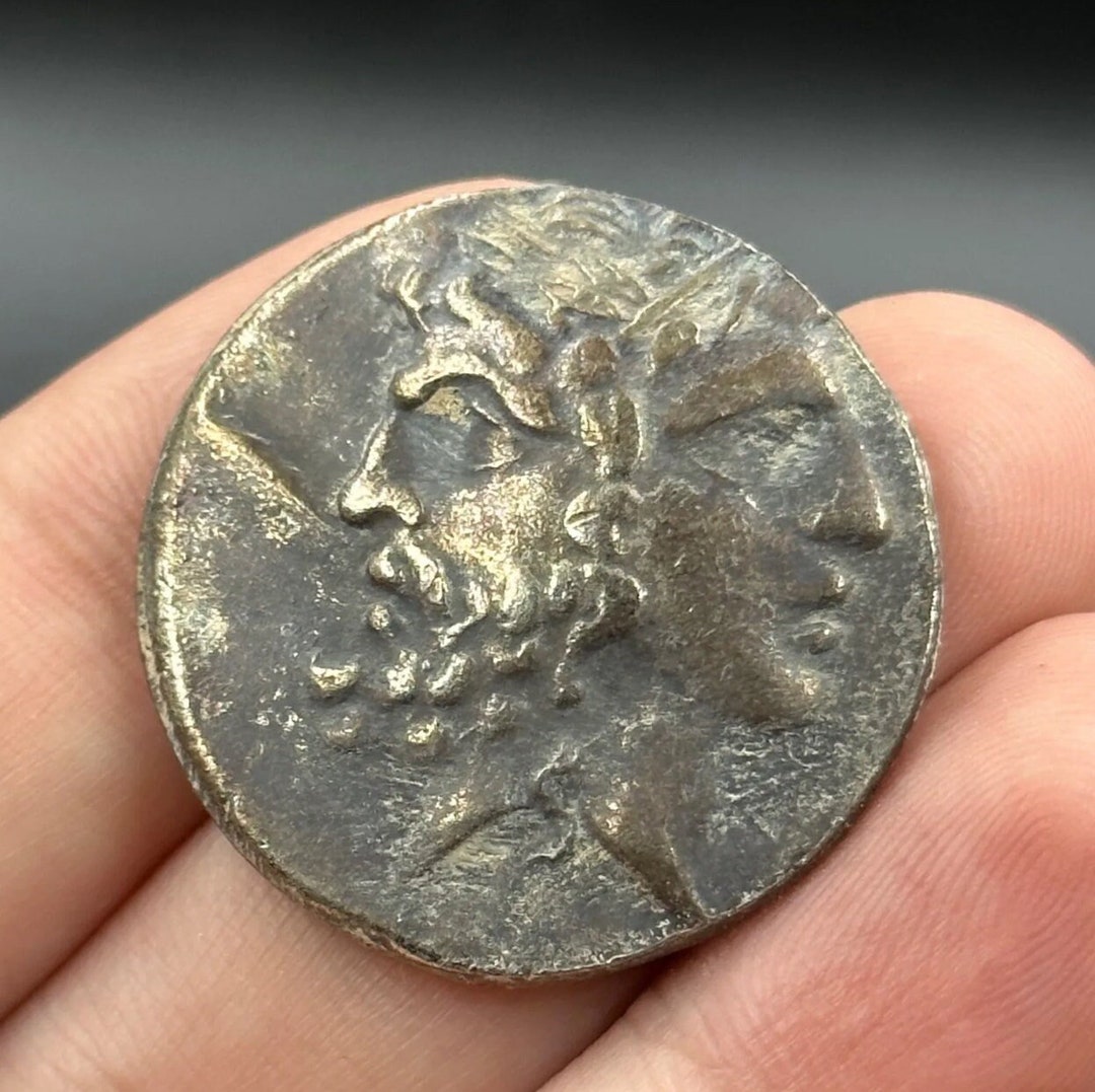Very Unique Ancient Greek Bronze Tetradrachm Coin With Rare Two King ...