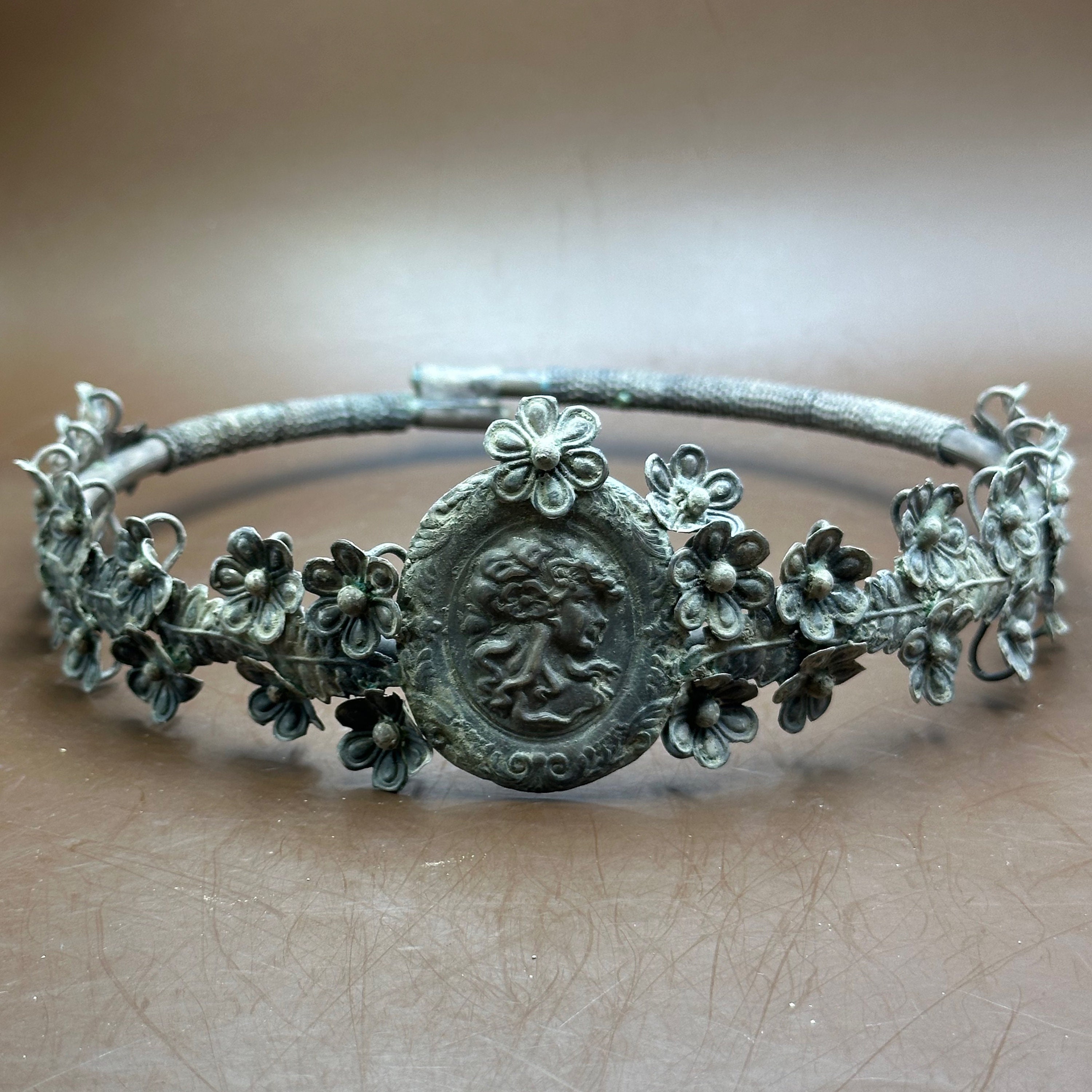 Very Rare Ancient Roman Greek Queen Portrait & Flower Design Solid Silver Tiara Crown - Etsy