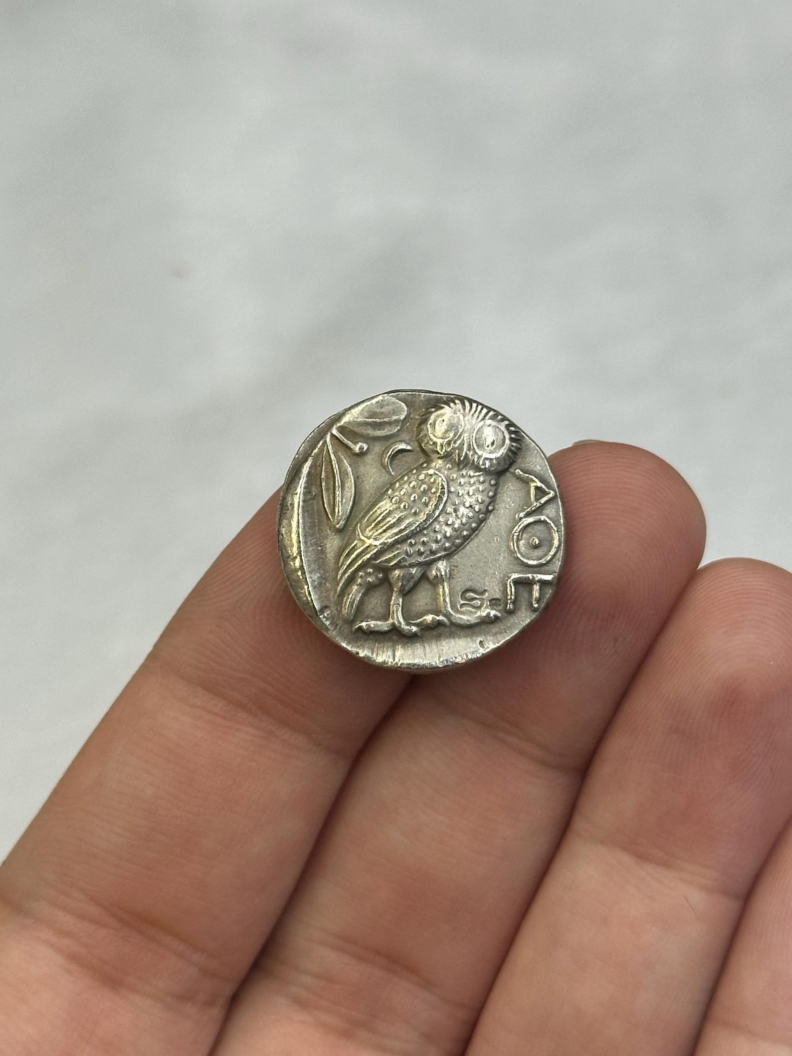 Collectible Ancient Roman Greek Silver Coated Athena Attica Owl Unique ...