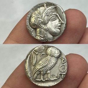 Collectible Ancient Roman Greek Silver Coated Athena Attica Owl Unique ...