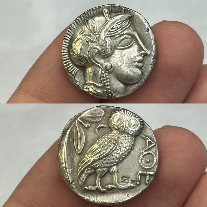 Collectible Ancient Roman Greek Silver Coated Athena Attica Owl Unique ...