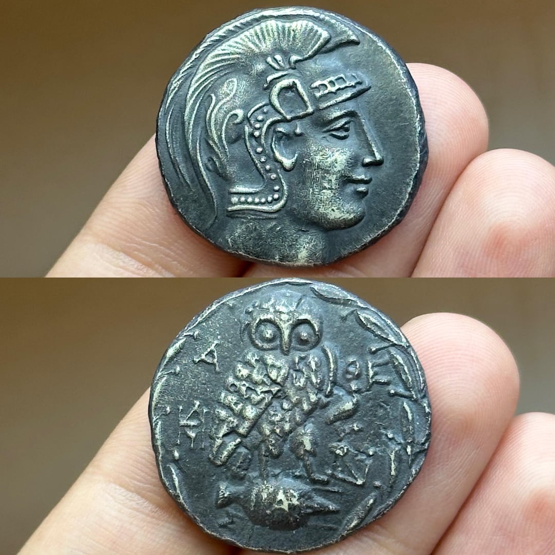 Rare Ancient Greek Athens Attica Owl Silver Tetradrachm Coin With ...