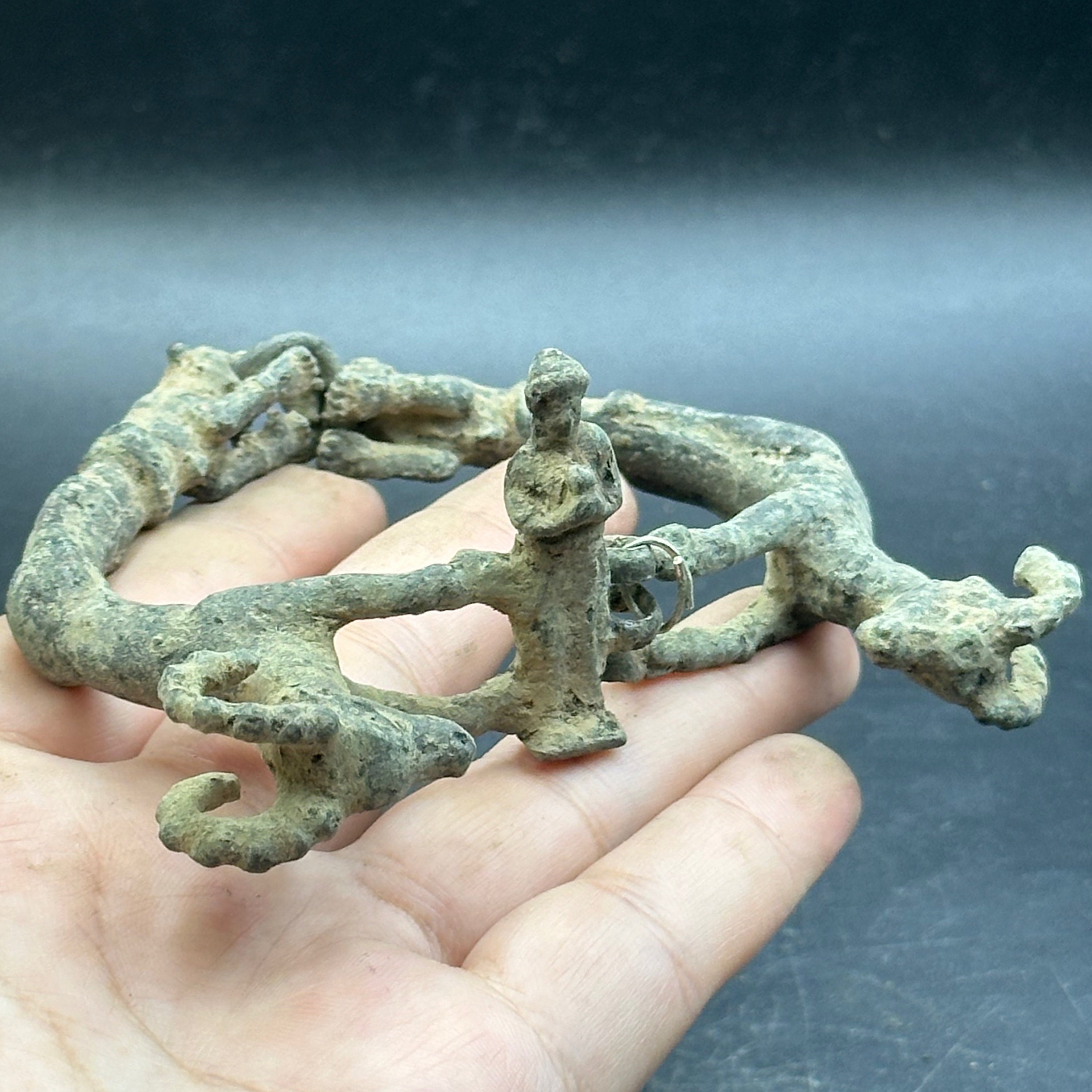 Rare and Unique Ancient Greek Bronze Bangle With King Figure in the ...