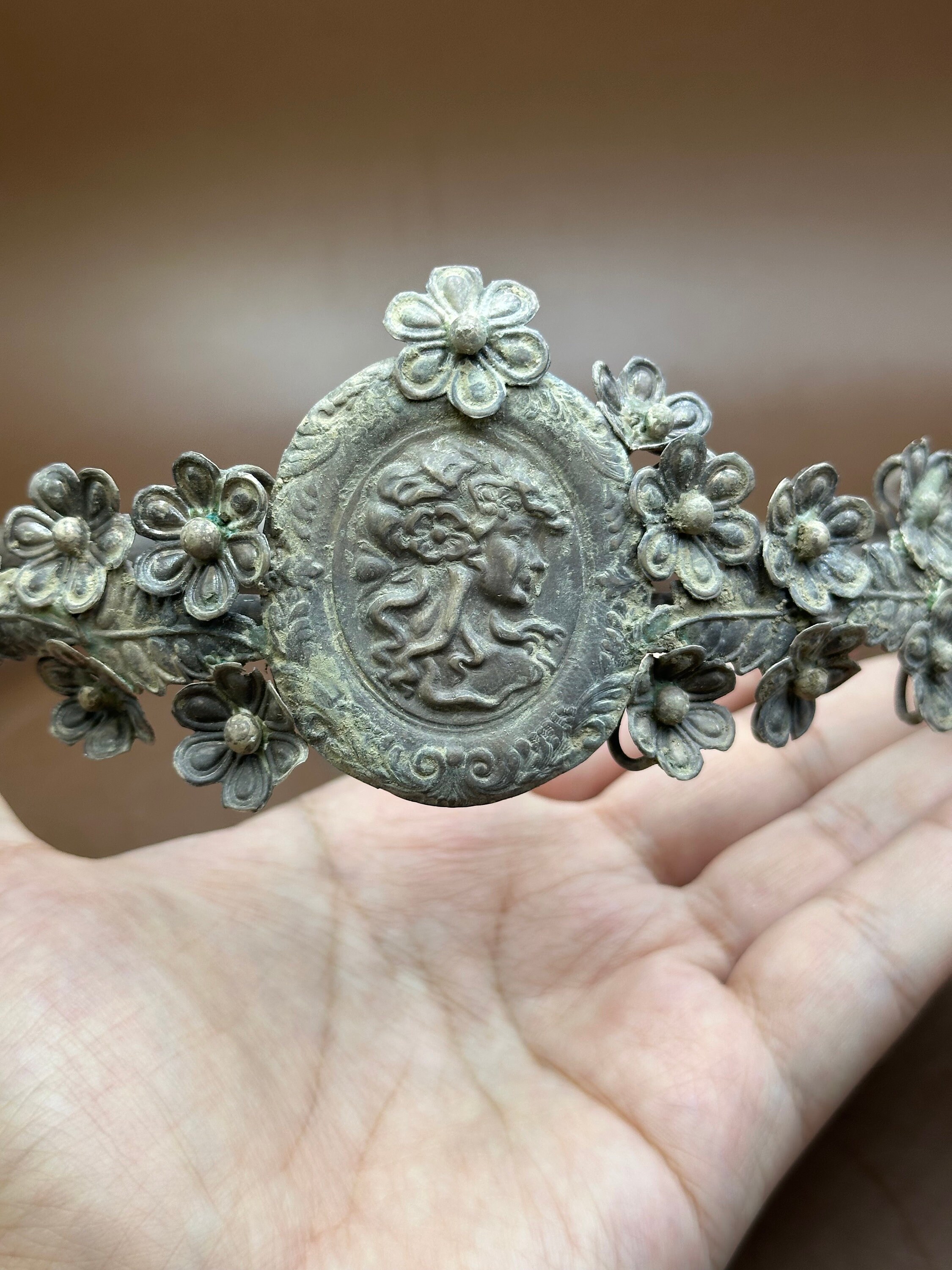 Very Rare Ancient Roman Greek Queen Portrait & Flower Design Solid Silver Tiara Crown - Etsy