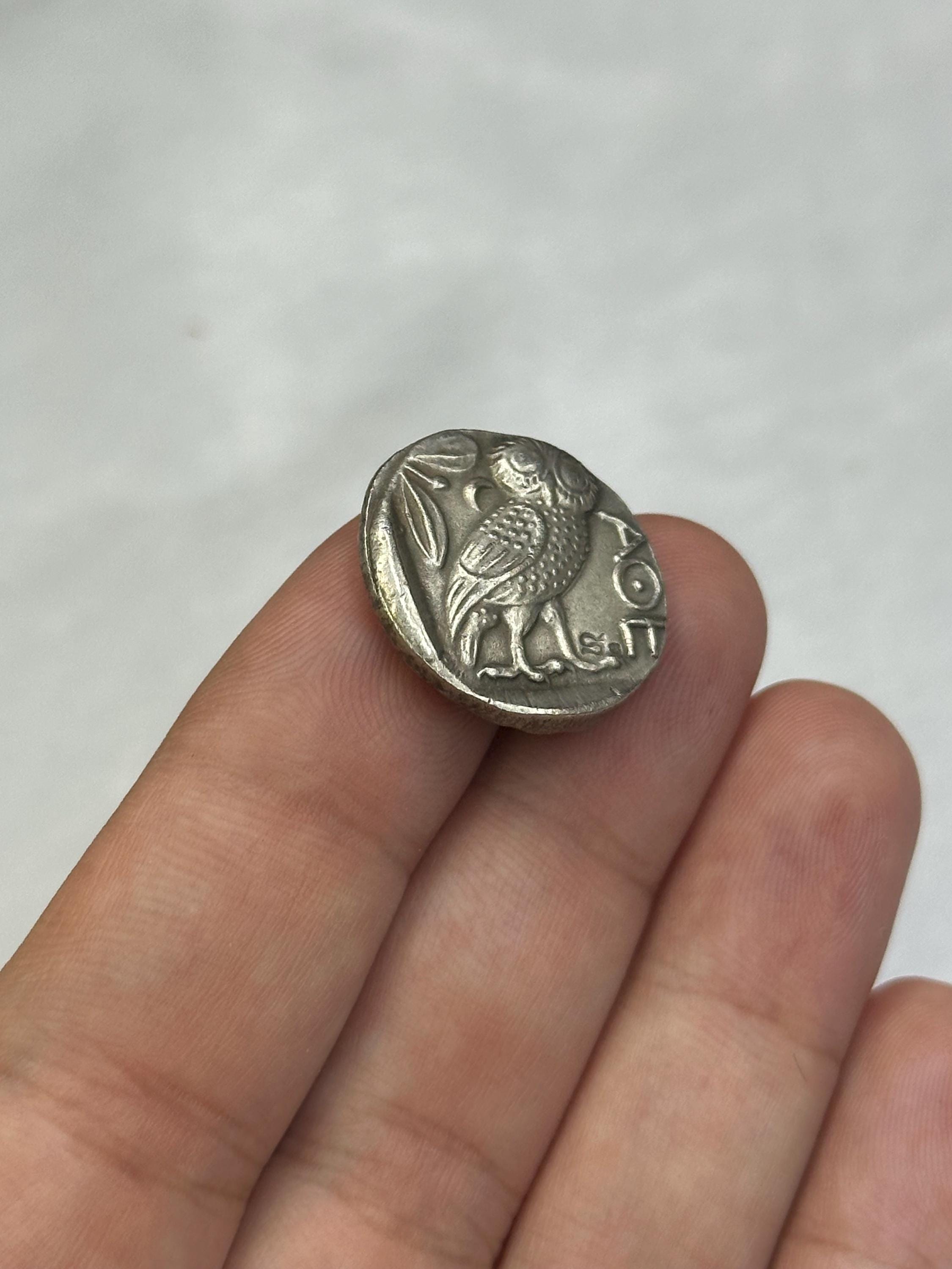 Collectible Ancient Roman Greek Silver Coated Athena Attica Owl Unique ...