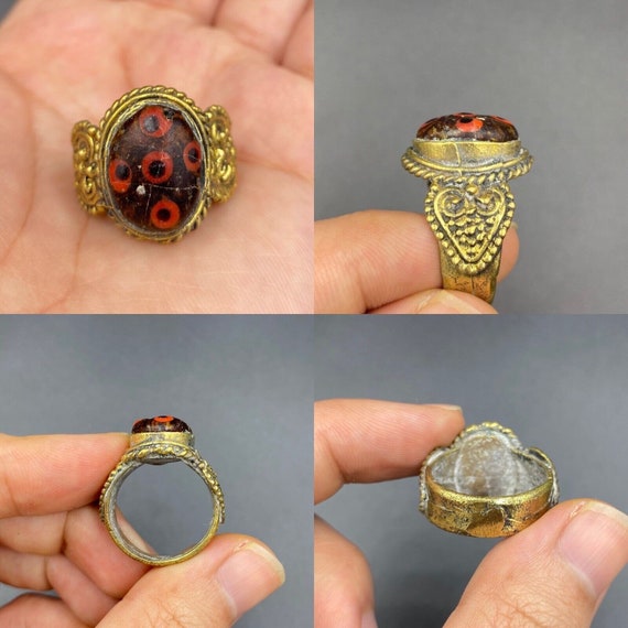 Genuine ancient Roman rare unique mosaic glass ring w… - Gem